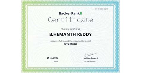 Im Excited To Share That I Earned A Java Certification From Hackerrank