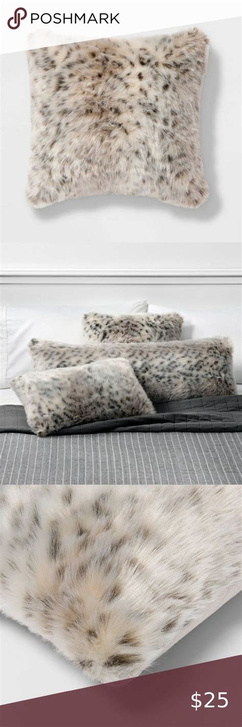Faux Fur Snow Leopard Throw Pillow Square Target