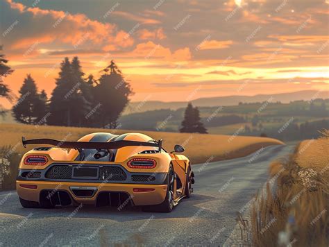 Koenigsegg Color Bright Rococo Style Scenic From The Future Driving On
