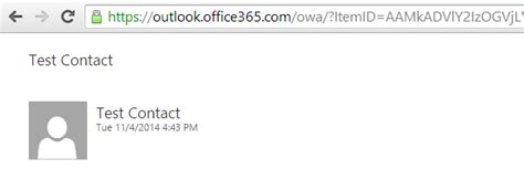office365 how to show a contact in the browser after getting the id