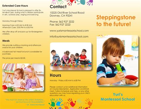 The Information Brochure For A Local Montessori School Was Created In