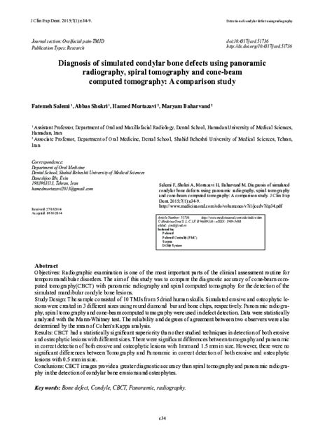 Pdf Comparing Imaging For Condylar Bone Defects
