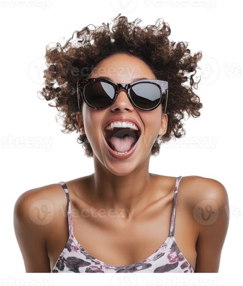 Happy Woman In Stylish Sunglasses 52658500 Png