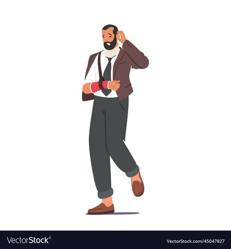 Man With Arm Fracture Isolated On White Background