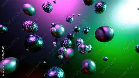 Metal Molecules In Moving Space Design 3d Metal Molecules Move In Space On Colorful Background