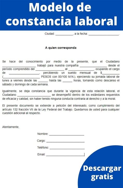 Modelo Carta Laboral O Constancia De Trabajo Descarga Gratis Eroppa