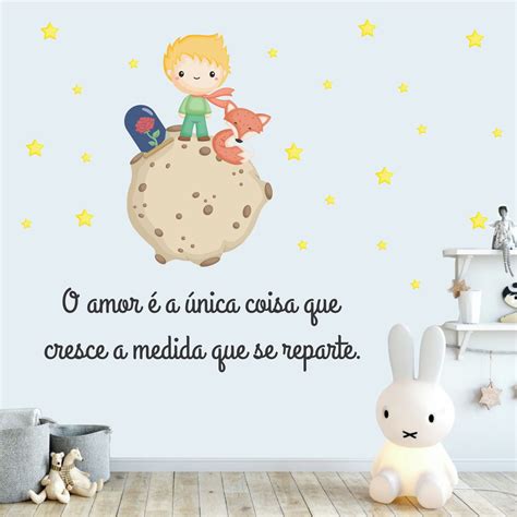 Adesivo Parede Pequeno Príncipe Frase Amor Estrelas P12 Elo7