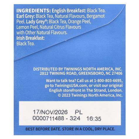 Twinings Black Tea Variety Pack Tea Bags Oz G