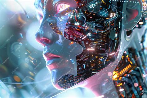 Futuristic Humanoid Robot With Illuminated Circuits And Glowing Lights
