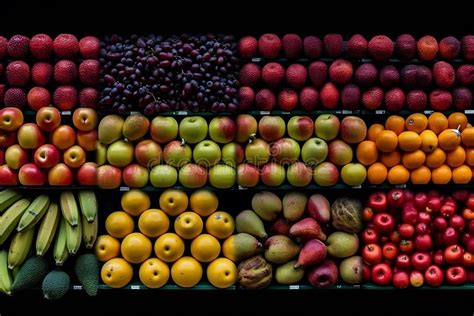 Supermarket Vegetables Showcase With Different Fruits And Vegetables Neural Network Ai