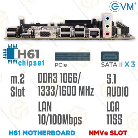 Evm Evmh61 Ddr3 Nvme H61 Motherboard 2 3rd Gen 3year
