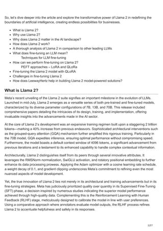 FINE-TUNING LLAMA 2: DOMAIN ADAPTATION OF A PRE-TRAINED MODEL | PDF ...
