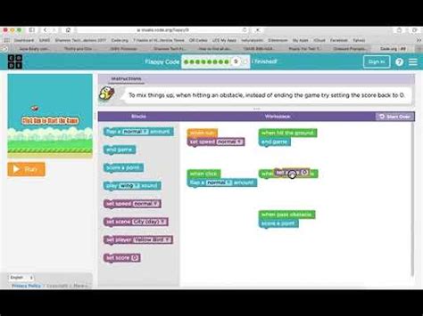 Code Org Flappy Bird Coding 8 Thru End YouTube