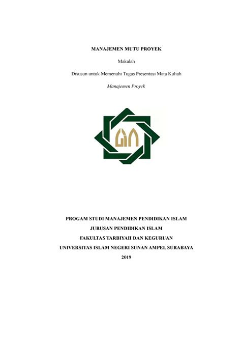 Manajemen Mutu Proyek Manajemen Mutu Proyek Makalah Disusun Untuk