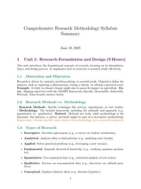Comprehensive Research Methodology Syllabus Summary Pdf Methodology Qualitative Research