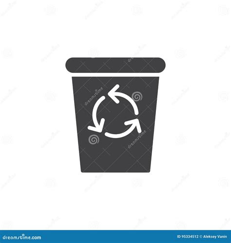 Vector Del Icono De La Papelera De Reciclaje Muestra Plana Llenada
