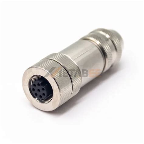 M12 8 Pin A Coded Female Field Wireable Connector Straight Metabeeai