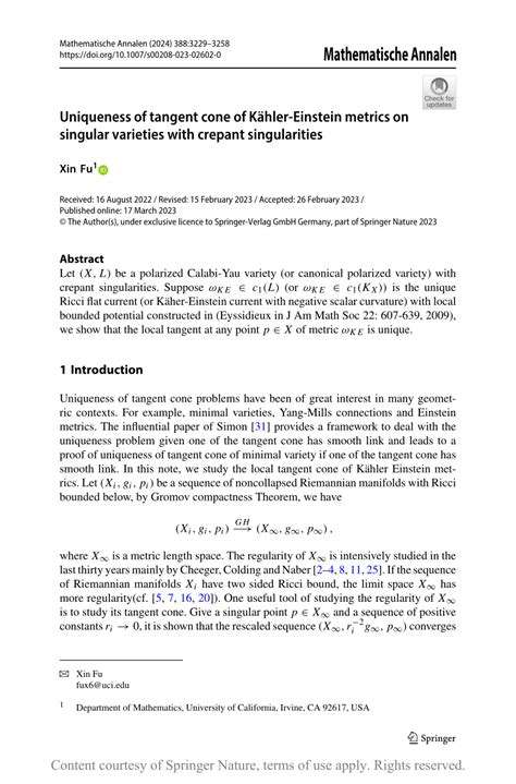 Uniqueness Of Tangent Cone Of Kähler Einstein Metrics On Singular Varieties With Crepant
