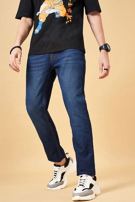Medium Blue Solid Full Length Mid Rise Casual Men Tapered Fit Jeans