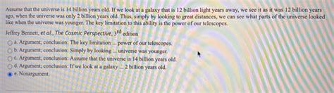 Solved Assume That The Universe Is 14 Billion Years Old If