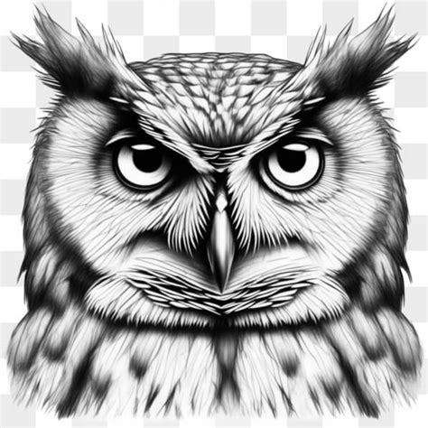 Download Detailed Owl Face Drawing In Ink And Charcoal Sketches Online