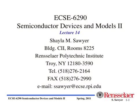 Ppt Ecse 6290 Semiconductor Devices And Models Ii Lecture 14