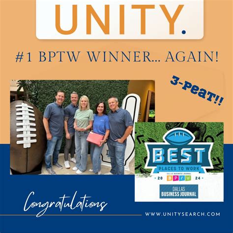 Unity Search Is Thrilled To Announce That We Have Been Named A 1 Best Place To Work By The