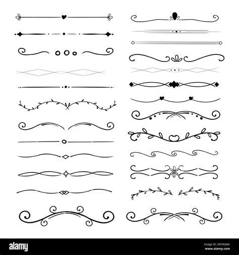 Header Divider Swirl Doodle Ethnic Border Separator Flourish Collection Isolated On White