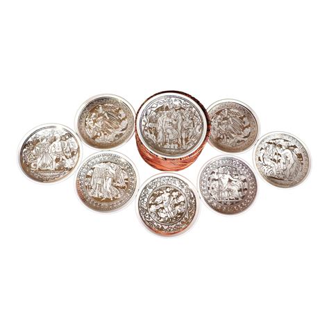 Piero Fornasetti Ceramic Set Of Neo Classical Gold Coasters Mitologia