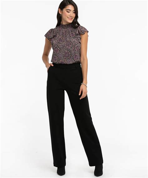 Flutter Sleeve Mock Neck Blouse Rickis