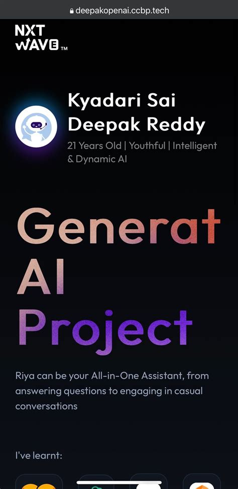 Deepak Reddy On Linkedin Generativeai Tools Ai Chatbotdevelopment Rahulattuluri Nxtwave