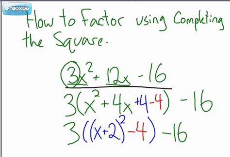 Factoring And Completing The Square Worksheet