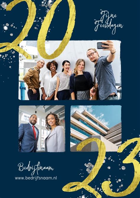 Zakelijke Kerstkaart 2023 Goud Glitter Foto S Kaartje2go