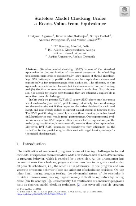 Pdf Stateless Model Checking Under A Reads Value From Equivalence