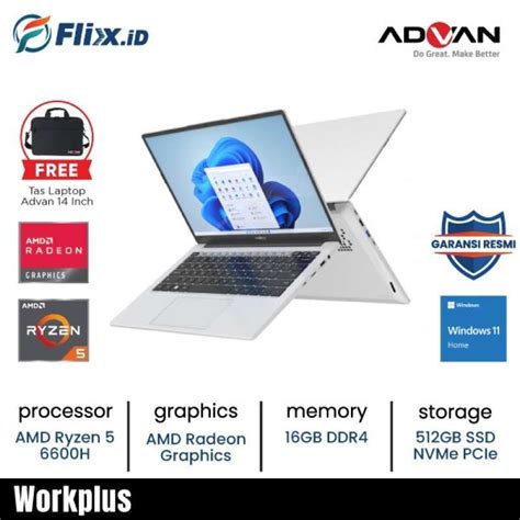 Jual Advan Laptop Workplus Amd Ryzen 5 6600h 16gb 512 Ssd 14fhd Win 11