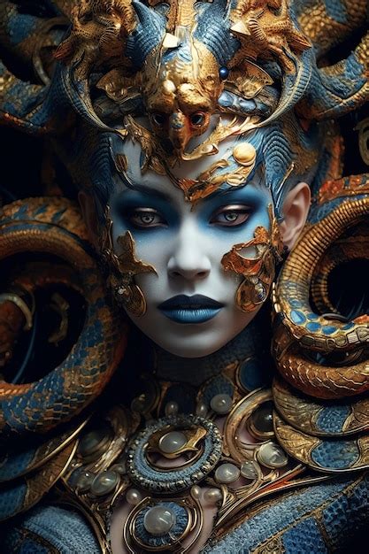 Premium Ai Image A Woman With A Snake On Her Face