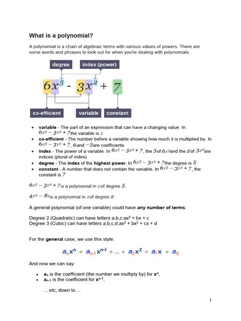 Polynomial Definition Explained Pdf Polynomial Variable Mathematics