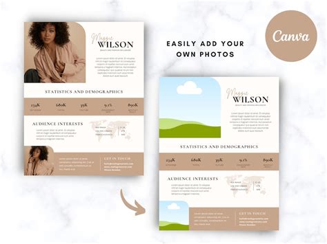 Media Kit Canva Template 1 Page Instant Download Influencer Media