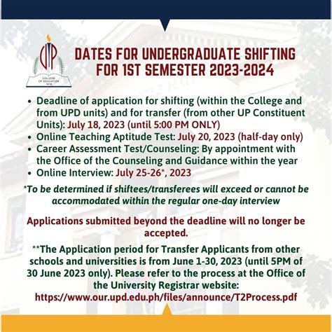 Application For Undergraduate Shiftingtransfer For Semester 1 Ay 2023 2024
