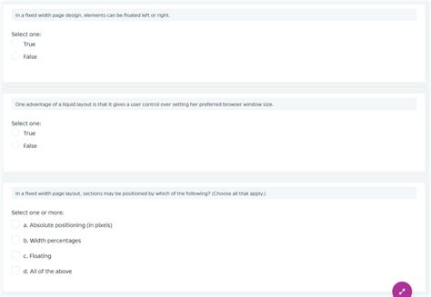 Solved In A Fixed Width Page Design Elements Can Be Floated Chegg