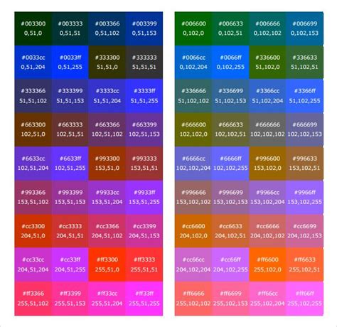 Color Code Html Color Codes Css Colours Color Names Chart