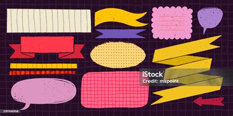 메모 노트와 심플한 도형에 거칠고 소박한 스타일 손으로 그린 빈티지 질감의 배지 배너 리본 깃발 및 기타 디자인 요소 손으로 그린 Infographic 벡터 컬렉션 0명에