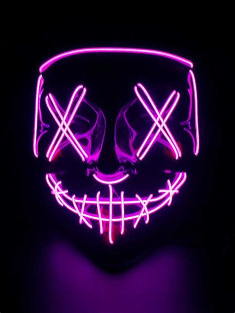1 Pc Neon Led Purge Mask Masque Masquerade Party Masks Light Grow In
