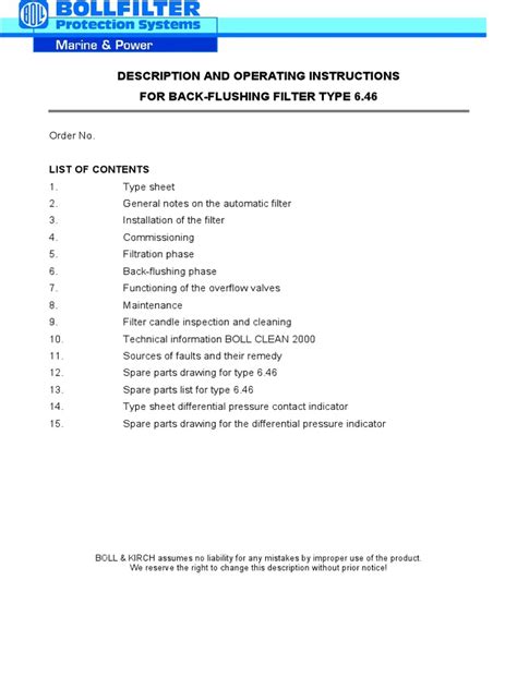 Guide To Operating And Maintaining An Automatic Back Flushing Filter Pdf Filtration Screw
