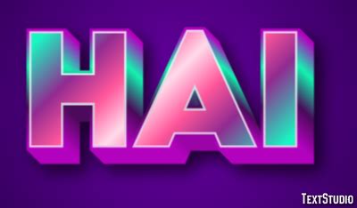 Hai Purple Green And Pink 3D Text Effect Generator