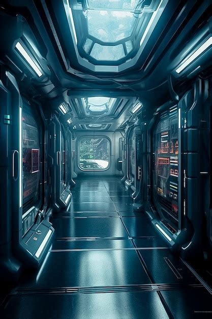 Premium Ai Image Abstract High Tech Tunnel As Background In The Style Of Cyberpunk Ai Generated