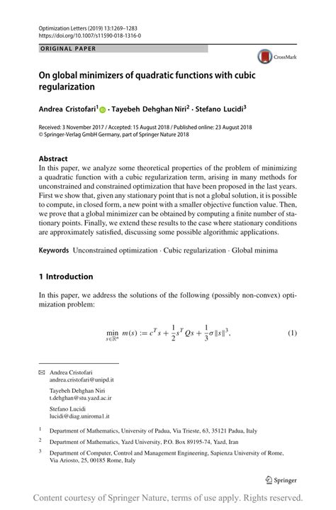 On Local Non Global Minimizers Of Quadratic Functions With Cubic