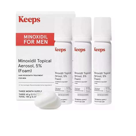 Keeps Minoxidil 5 Hair Loss And Regrowth Foam For Men 211 Oz 3 Piece