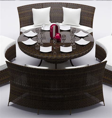 Rattan Dining Table Set 2 3d Model Cgtrader
