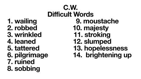 Difficult Words For Grade 3